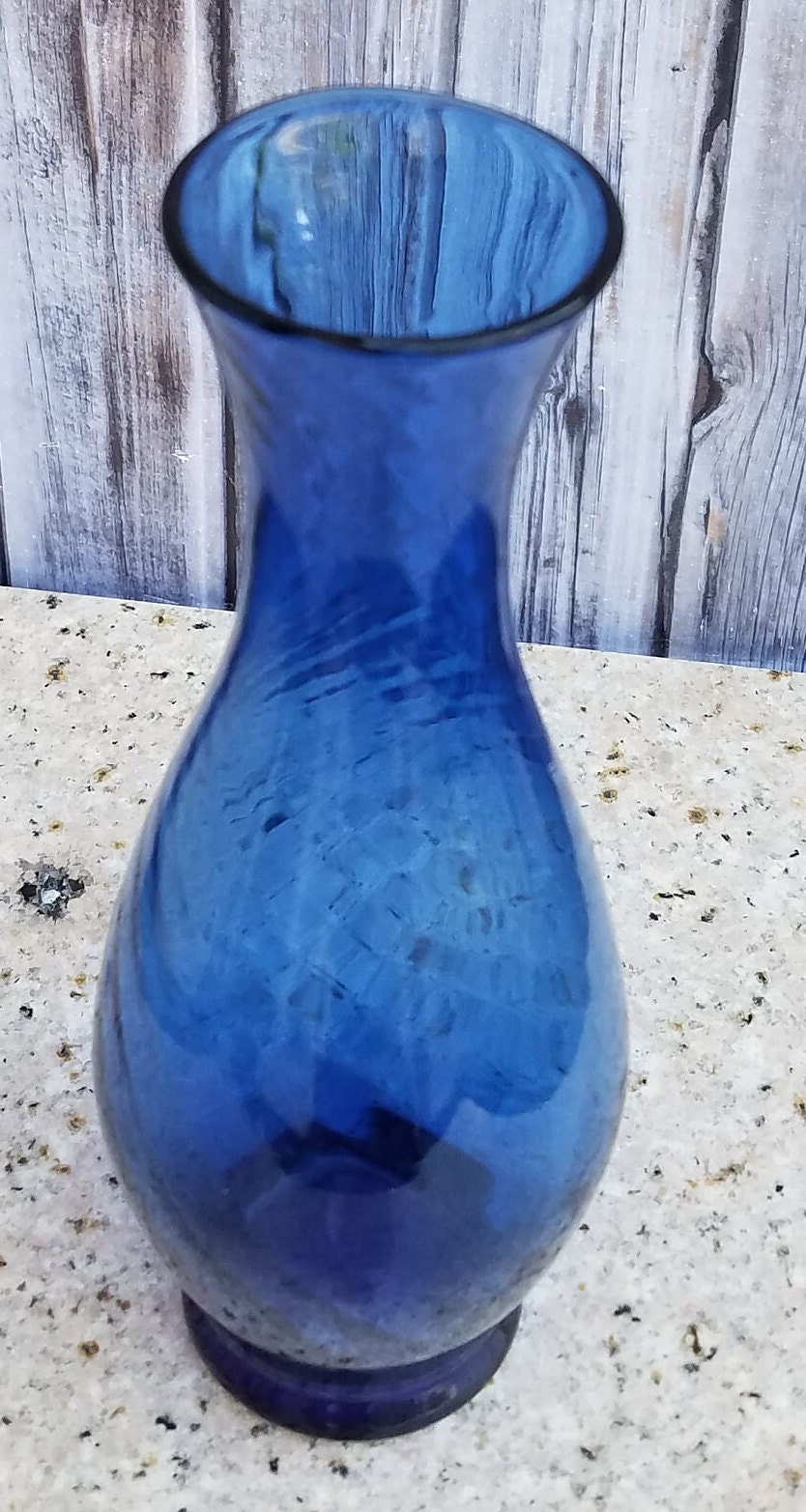 Cobalt Blue Bud Vase Light Swirl Pattern - 8"h - Etsy