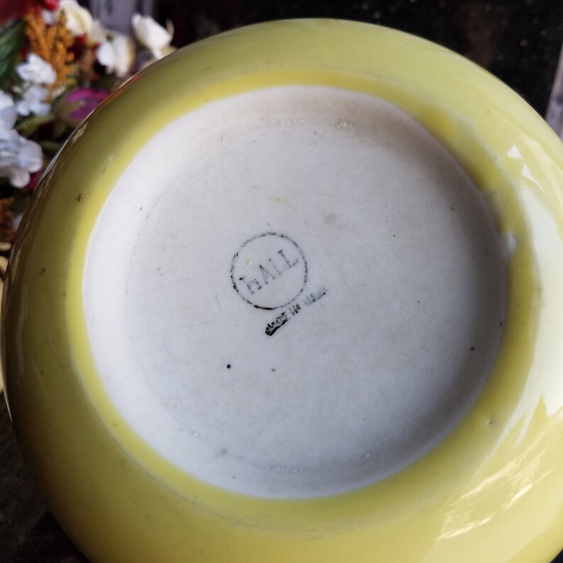 Hall Pottery Mustard Yellow Cannonball Tilting Pitcher - 8" - Etsy