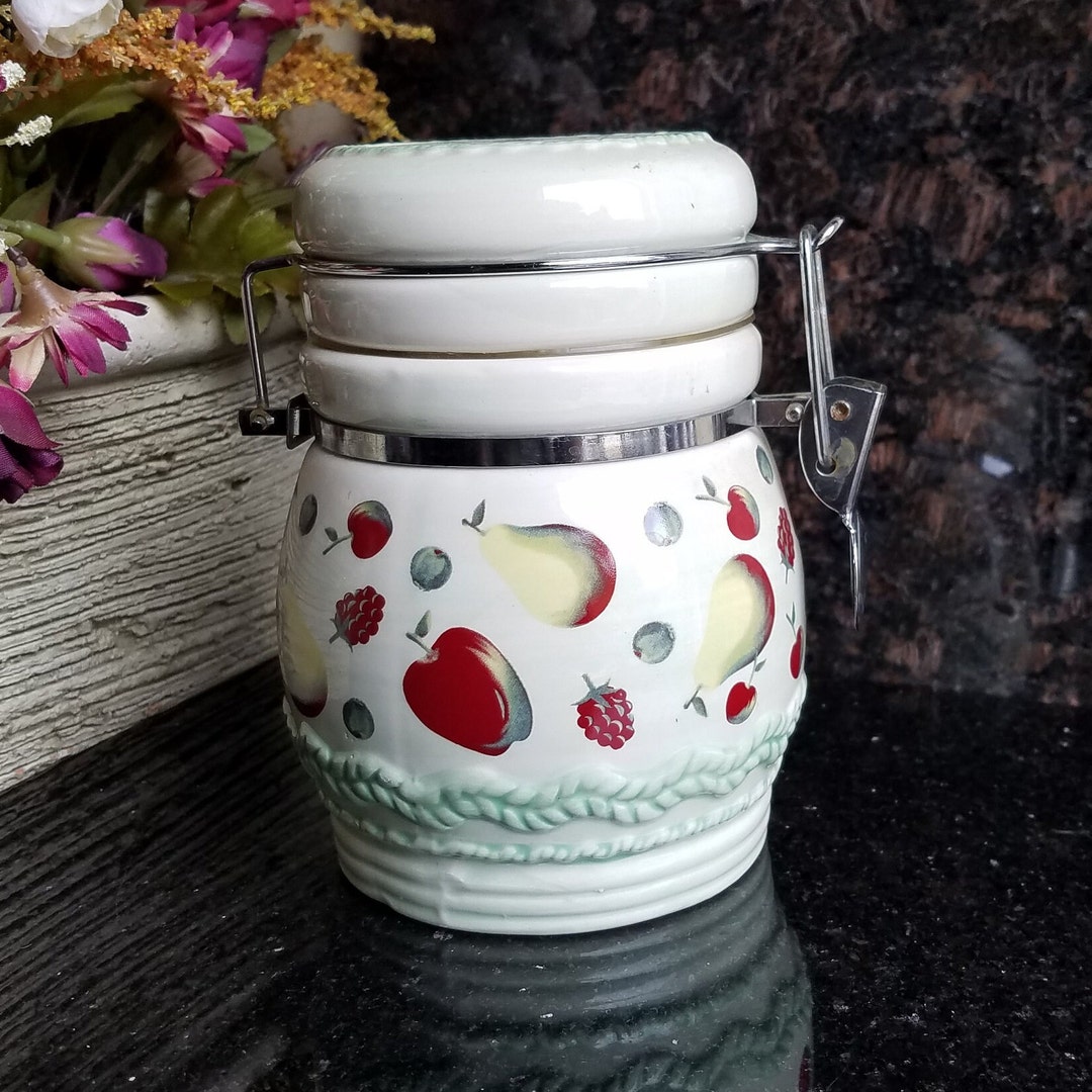 Vintage MSRF Ceramic Canister With Metal Hinged Locking Lid - Etsy