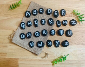 Natural Alphabet Rocks English Alphabet Stones - Etsy