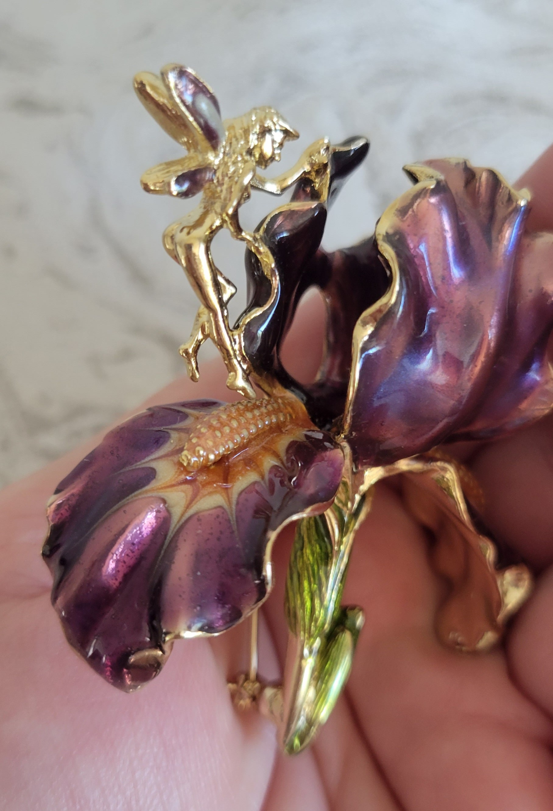 Kirk's Folly 3D Purple Enamel Iris Pin Brooch With Fairy - Etsy