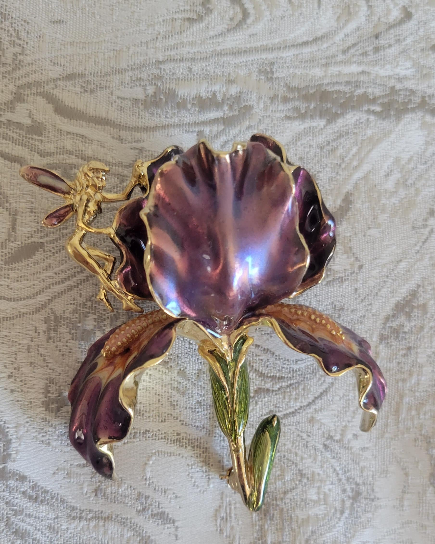 Kirk's Folly 3D Purple Enamel Iris Pin Brooch With Fairy - Etsy
