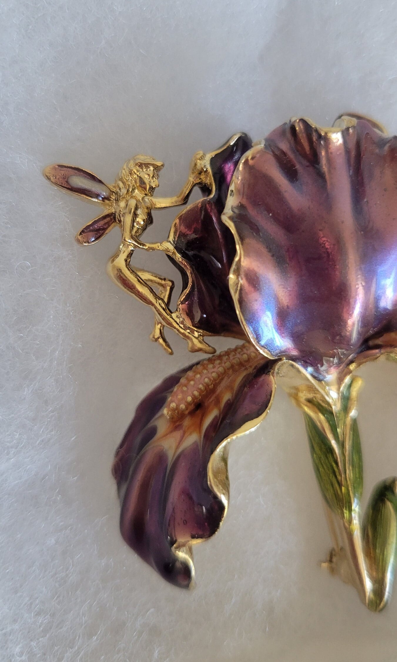 Kirk's Folly 3D Purple Enamel Iris Pin Brooch With Fairy - Etsy