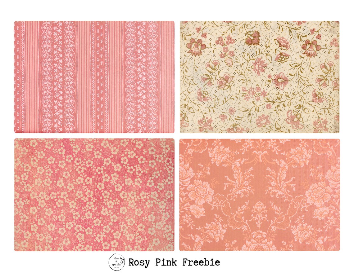 Rosy Pink Paper Kit! Junk Journaling Digital Papers and Ephemera ...