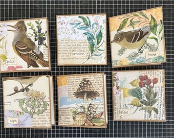 Set of Five Journaling Cards. Collaged With a Butterfly on the Front ...