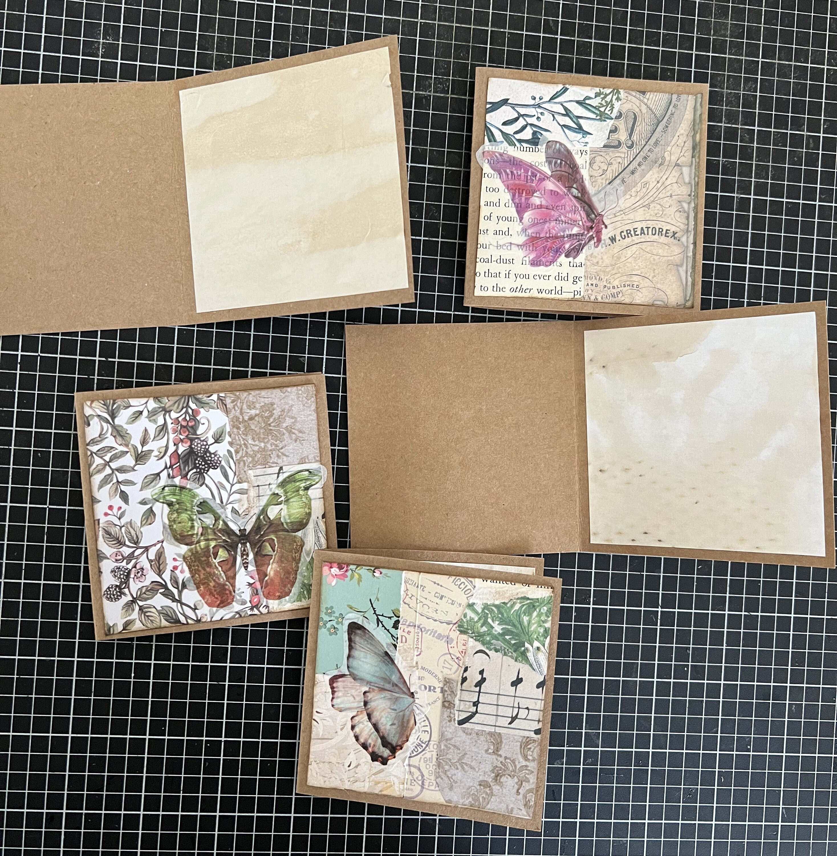 Set of Five Journaling Cards. Collaged With a Butterfly on the Front ...
