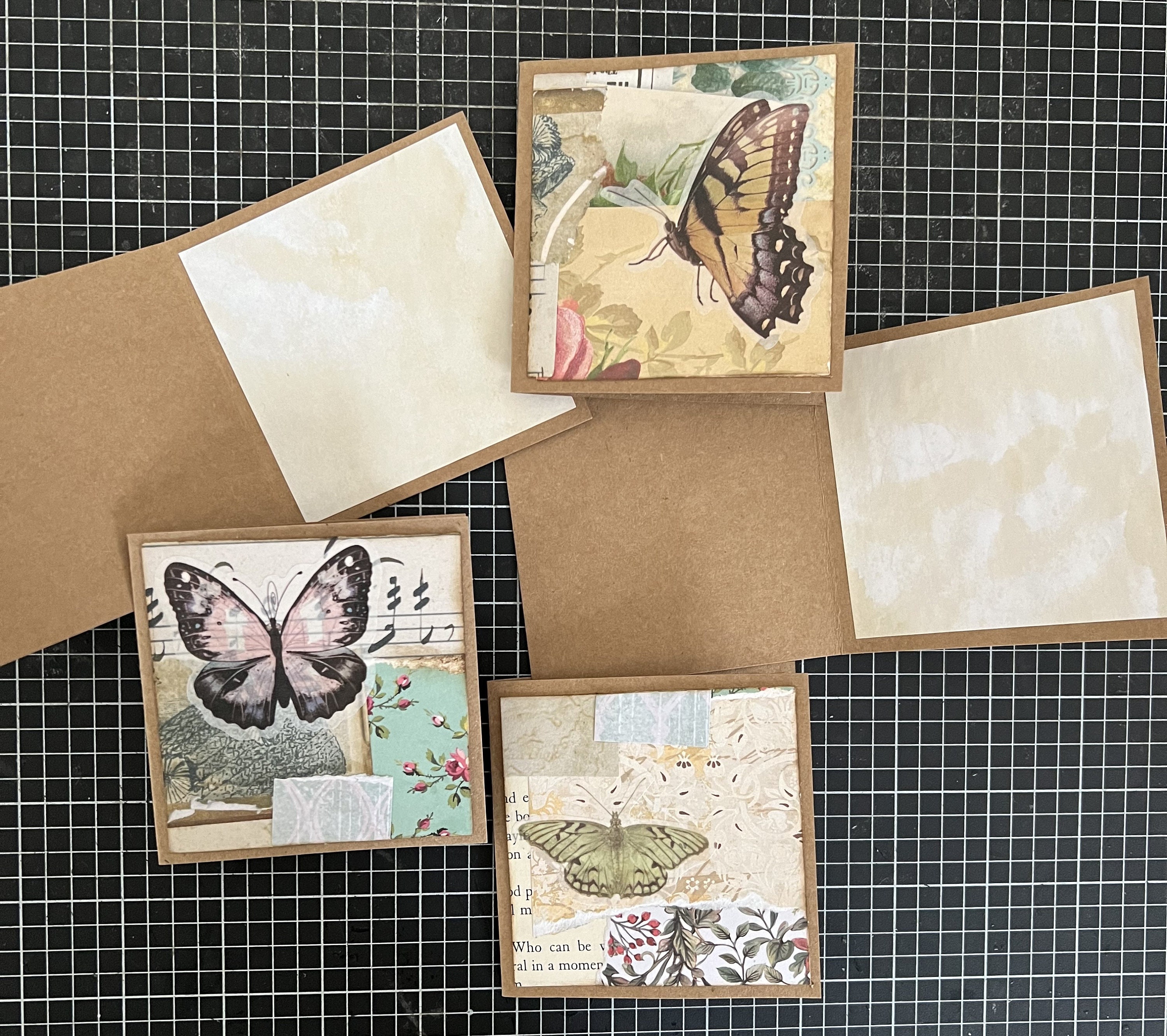 Set of Five Journaling Cards. Collaged With a Butterfly on the Front ...