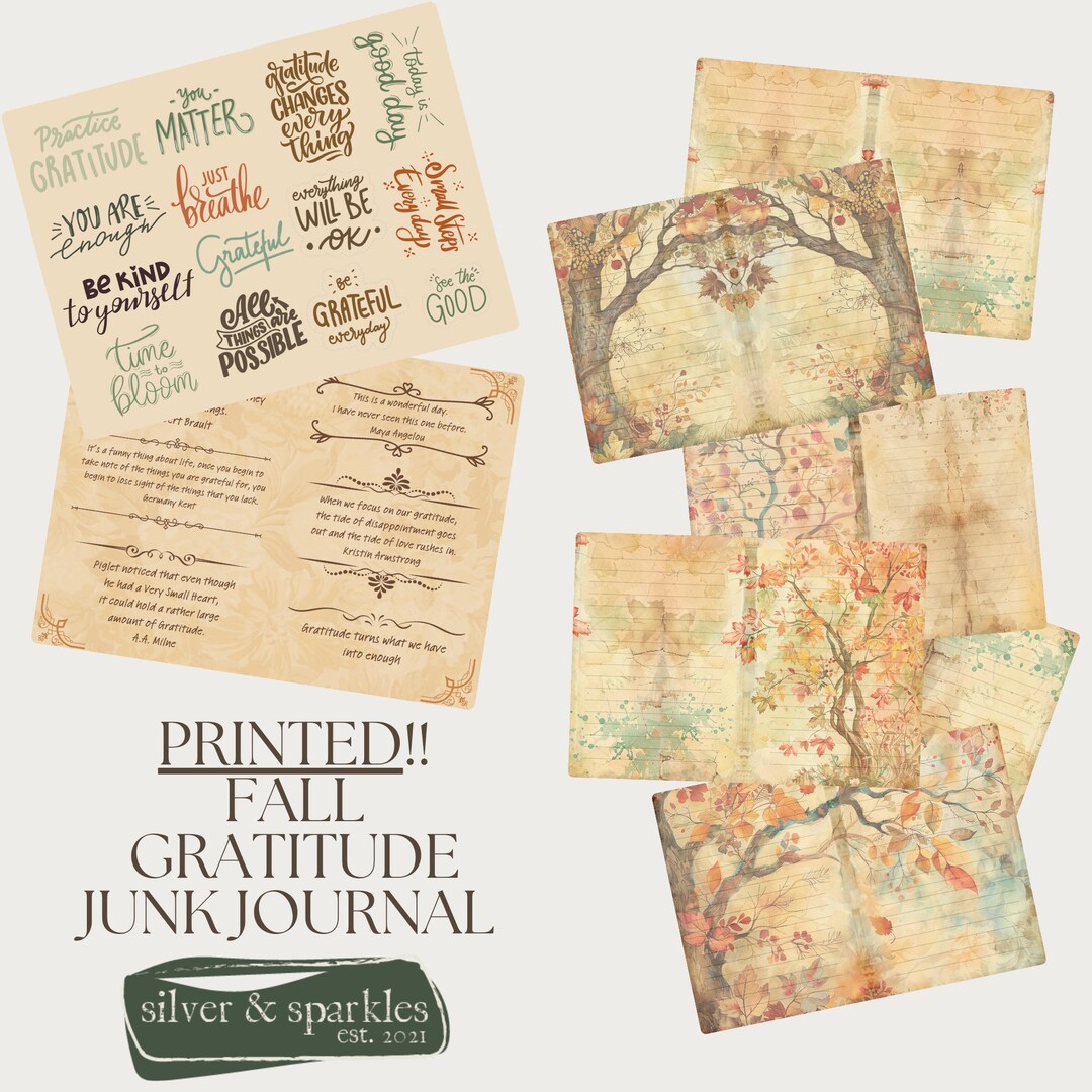 Printed Fall Gratitude Junk Journal Kit (37 Pages) - Etsy