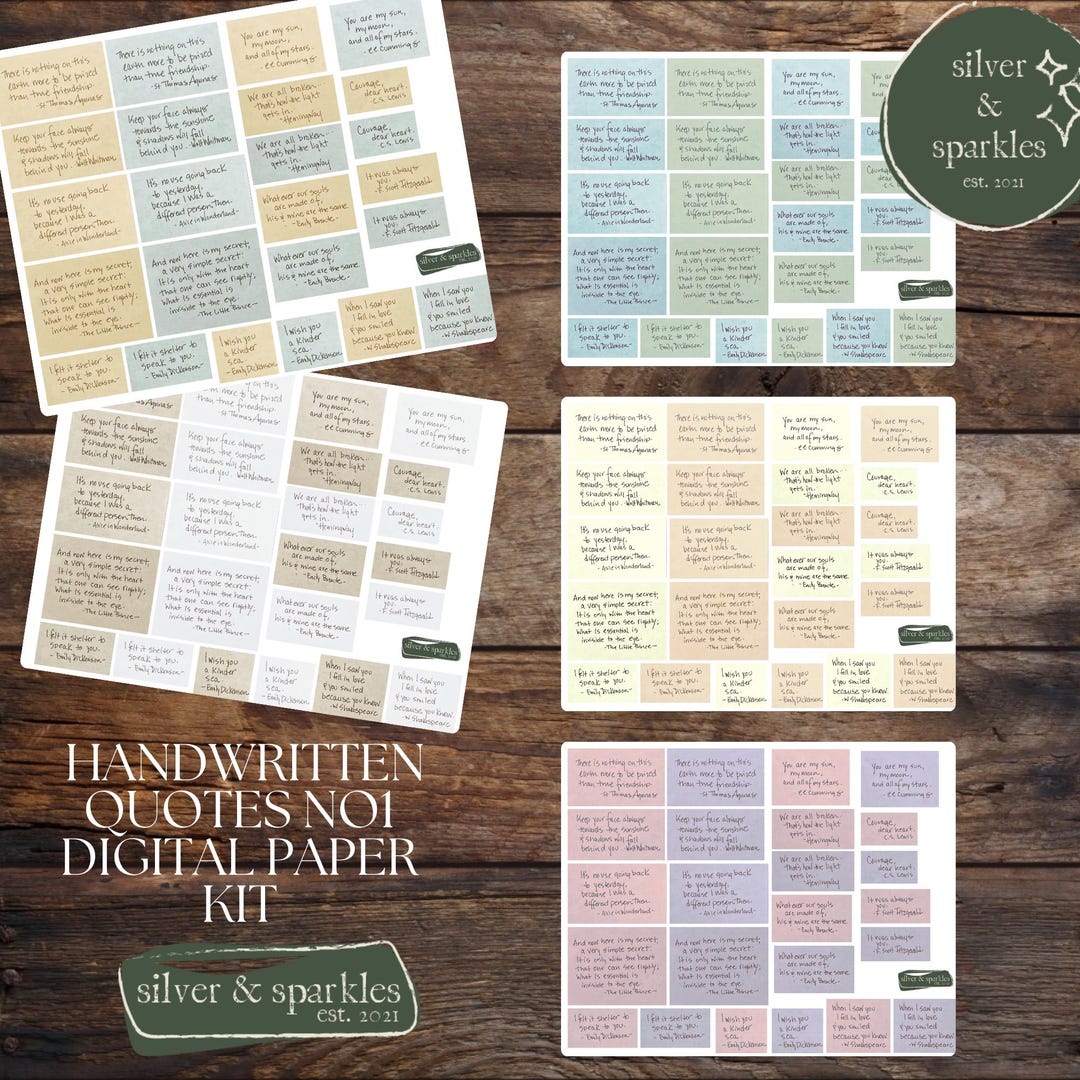 Handwritten Quotes! Digital Papers & Ephemera Printable - Etsy
