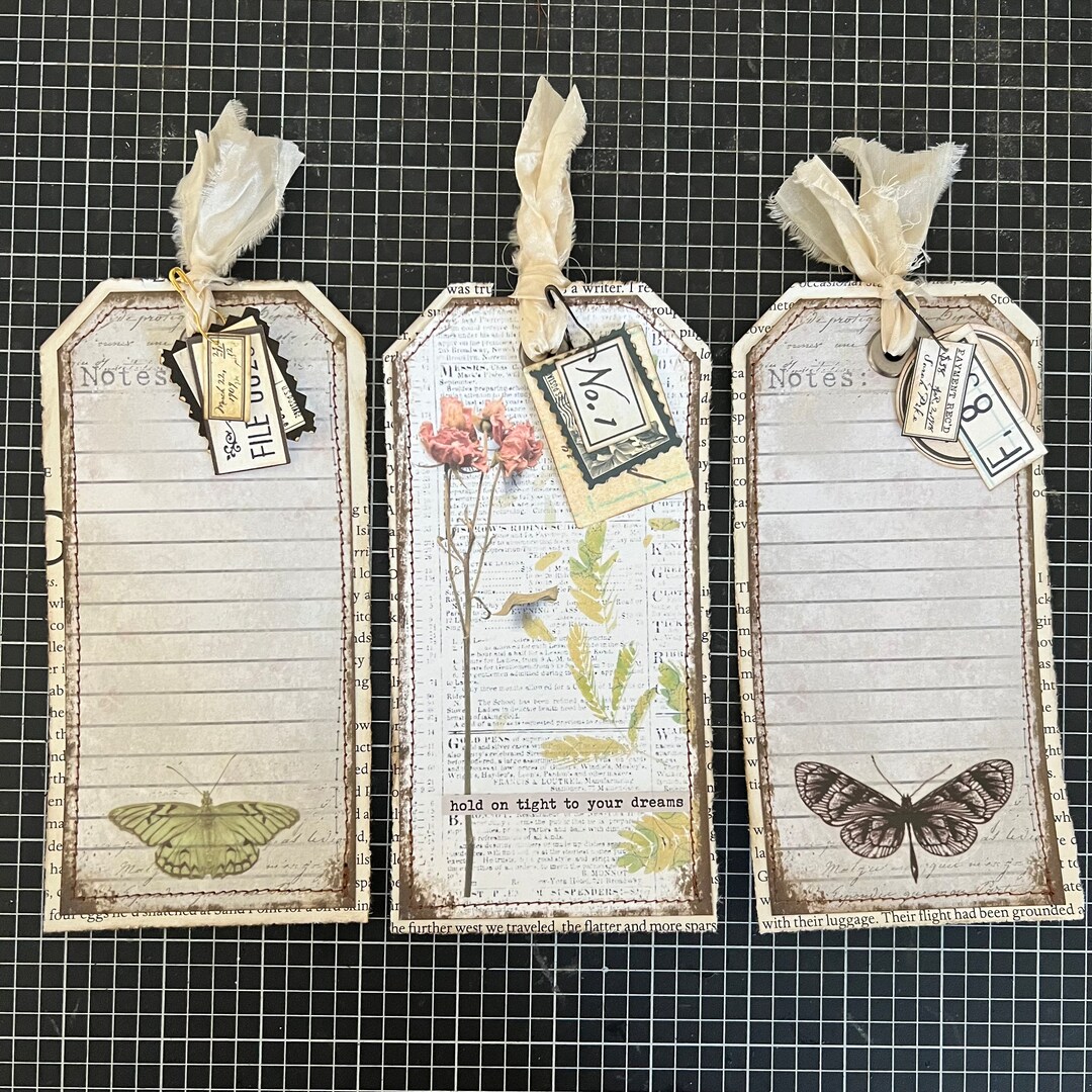 Set of Three Large Junk Journal Tags (set 2) - Etsy