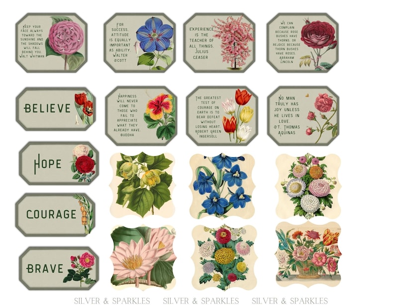 Vintage Floral Ephemera: Junk Journal Embellishments (PDF Pattern) - Etsy