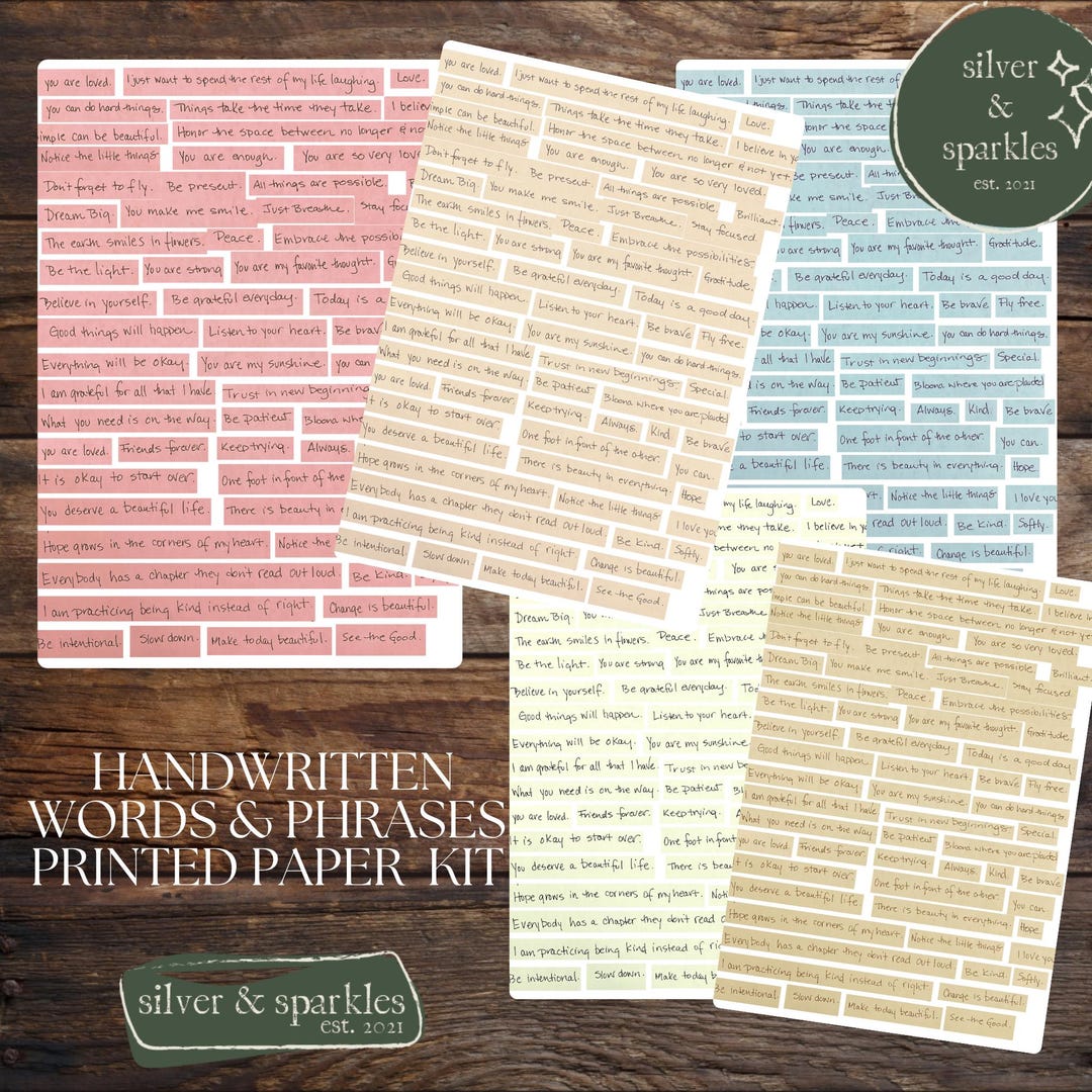 Handwritten Words & Phrases - Printed Paper Pack for Junk Journals - Etsy