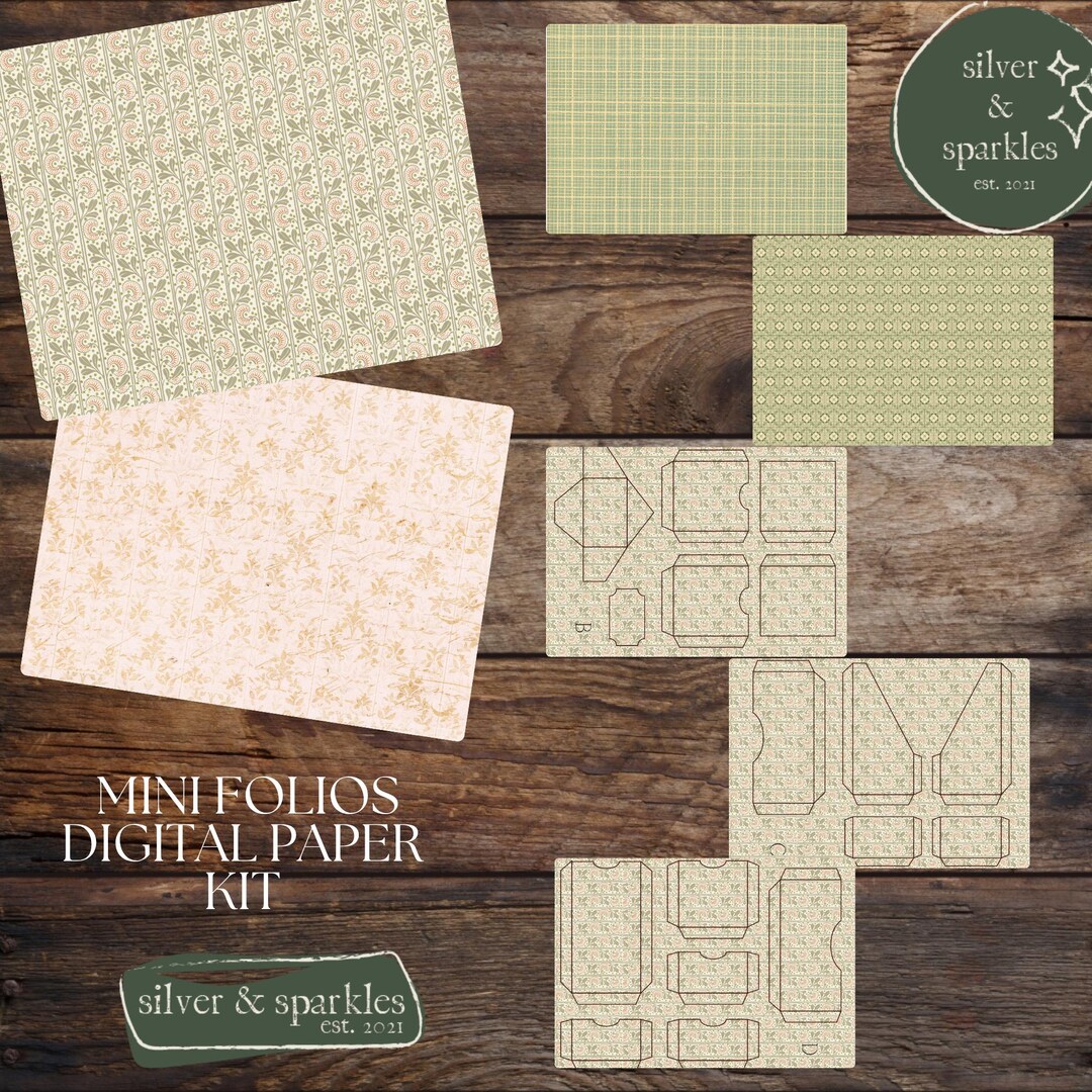Junk Journal Folio Paper Kit: Printable Mini Album Pages (PDF Download ...