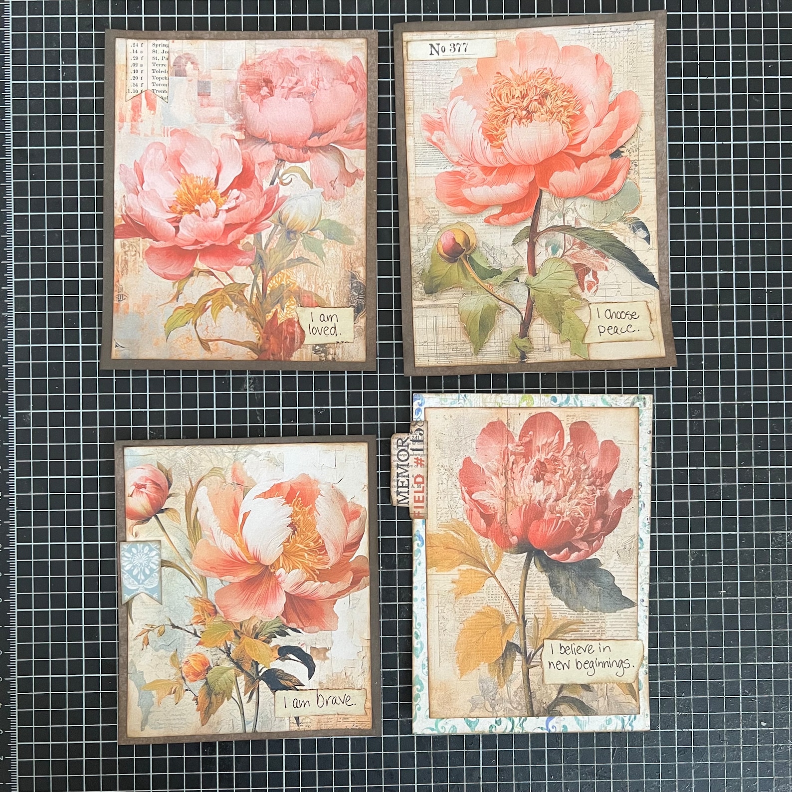 Set of Ten Journaling Cards, Each Features a Beautiful Floral Image and ...