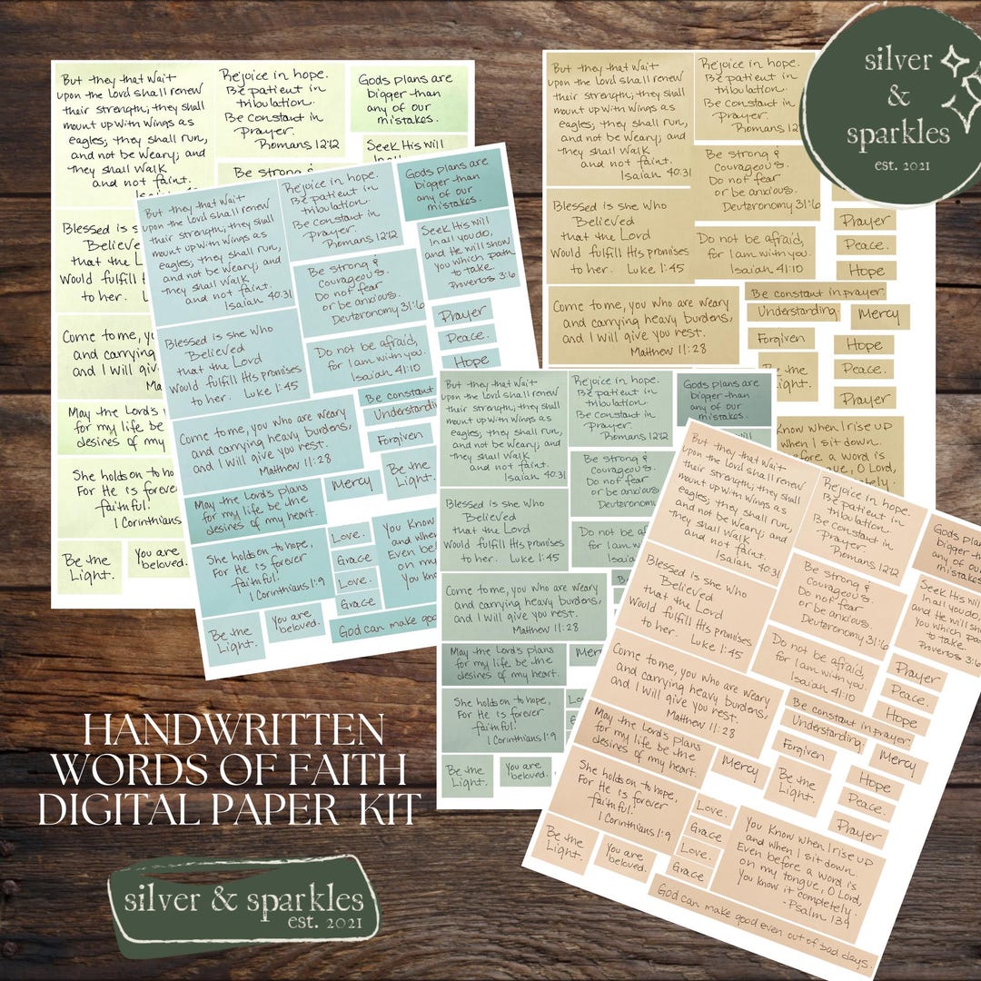 Handwritten Words of Faith! Digital Papers & Ephemera Printable - Etsy