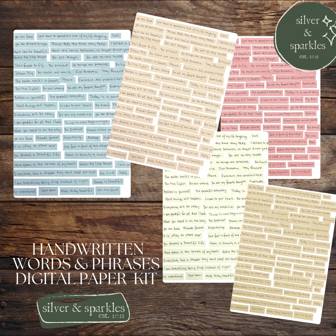 Handwritten Words and Phrases! Digital Papers & Ephemera Printable - Etsy