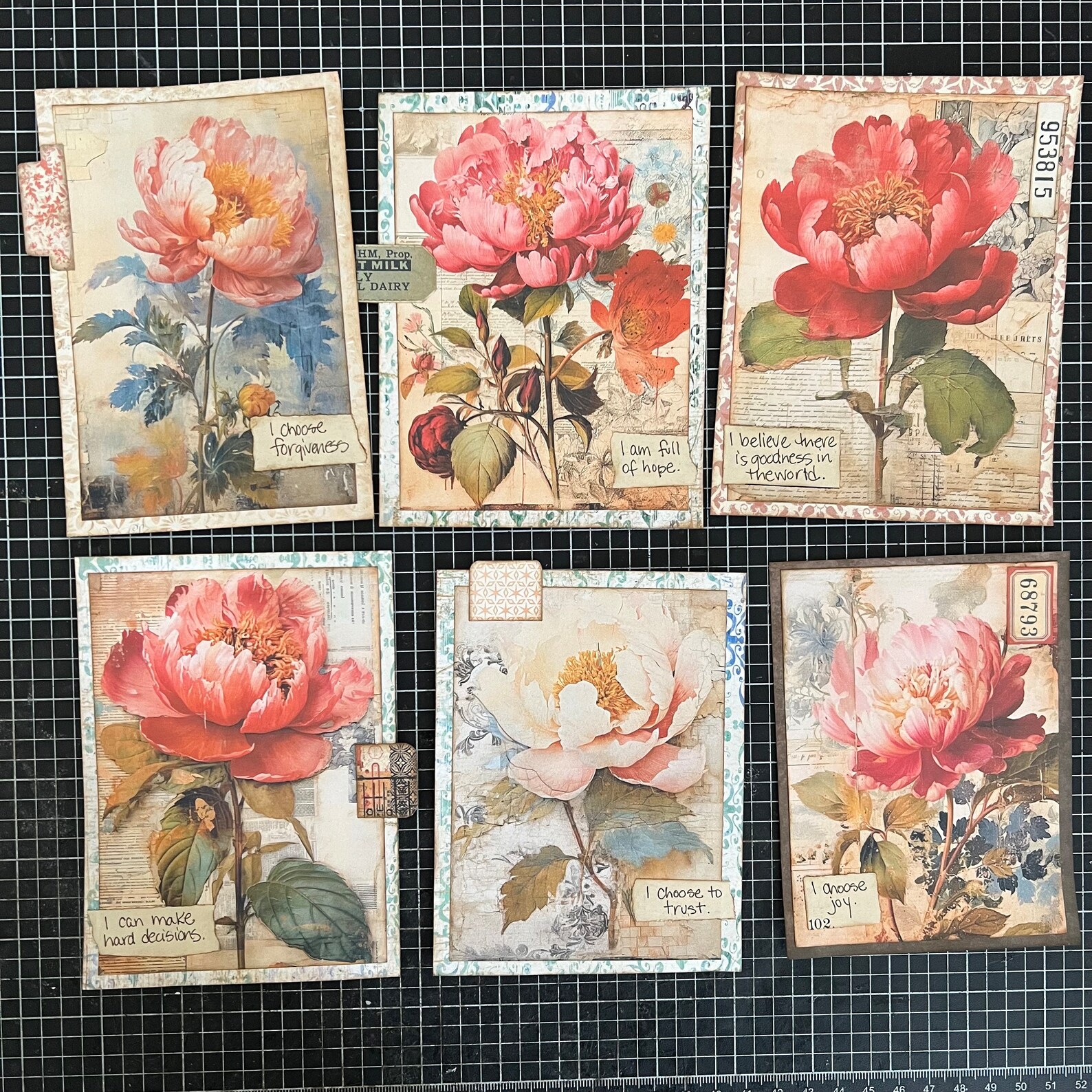 Set of Ten Journaling Cards, Each Features a Beautiful Floral Image and ...