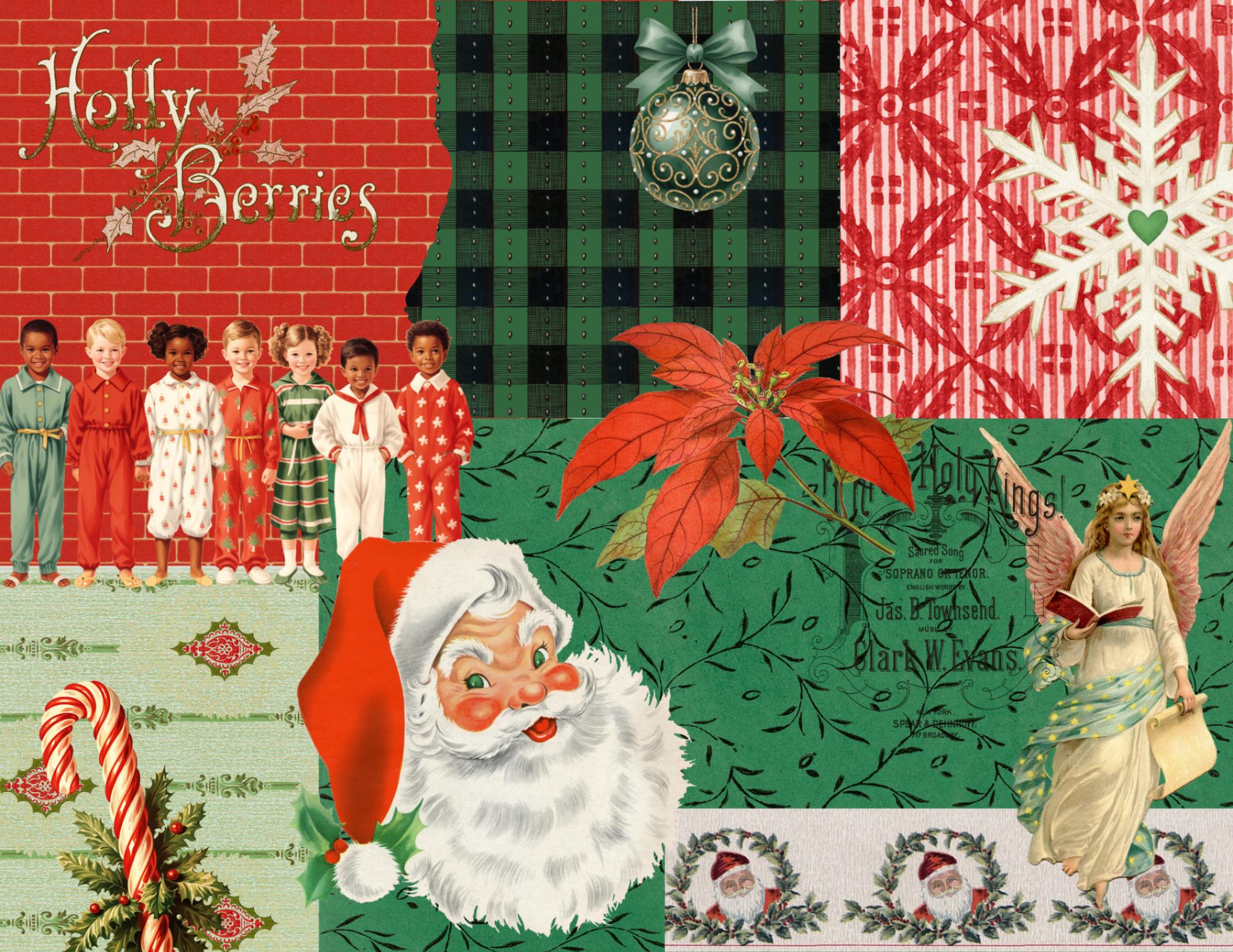 Collage Papers No 6 Old Saint Nick Paper Kit (PDF Download) - Etsy