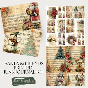 Printed Santa & Friends Junk Journal Kit: 16 Pages - Etsy