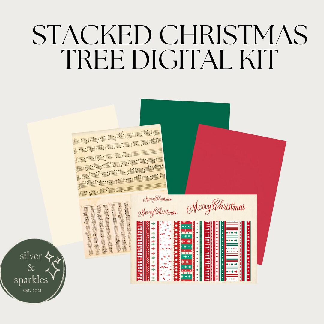 Stacked Christmas Tree Digital Paper- Super Easy Card Making Kit! - Etsy