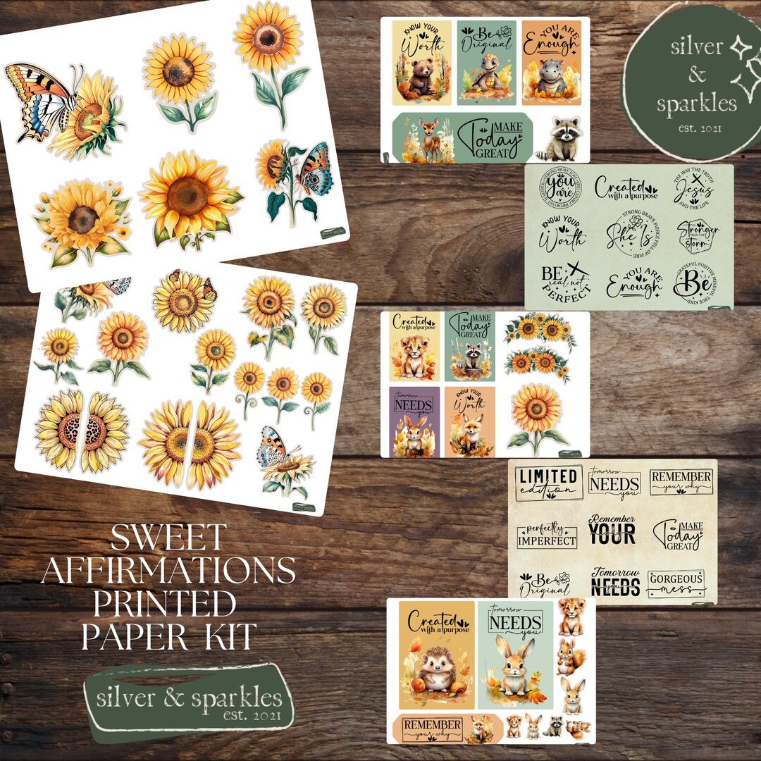 PRINTED Sweet Affirmations Paper Kit Total of 12 Pages Printed and ...