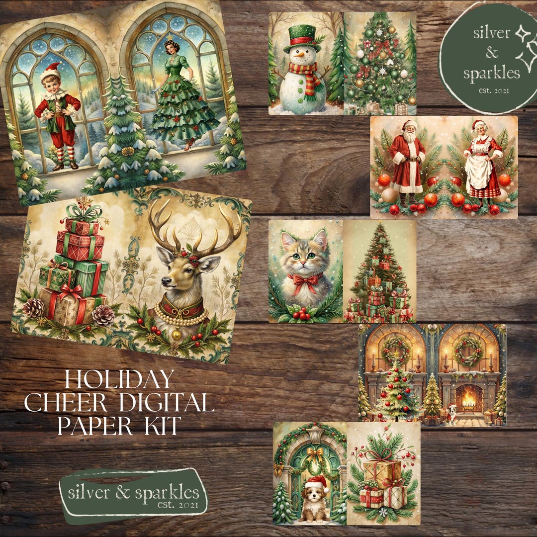 Holiday Cheer Junk Journal Kit! Digital Papers and Ephemera Printable ...