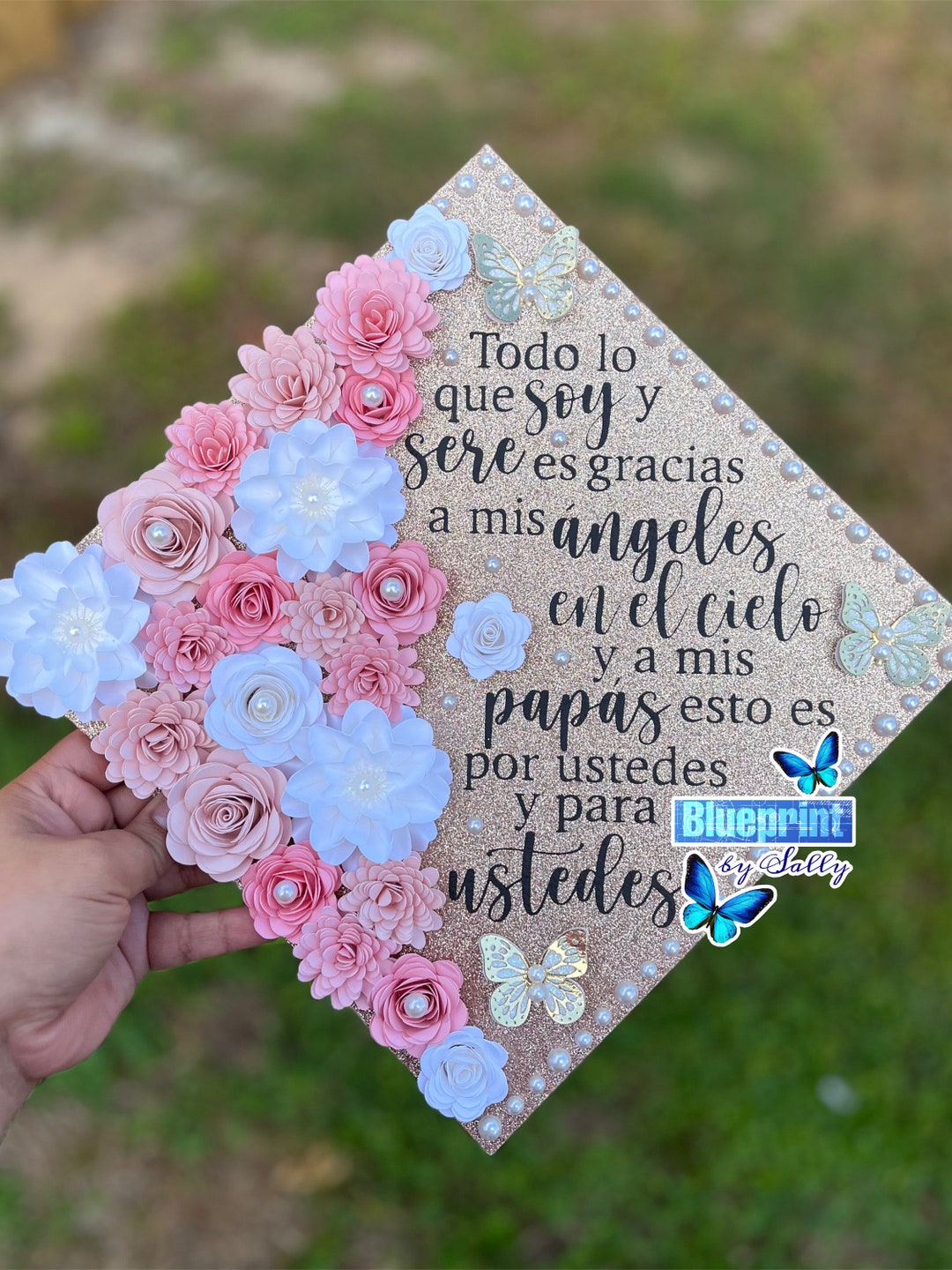 Pink Graduation Cap, Pink and Gold Grad Cap, First Gen Graduate, Class ...