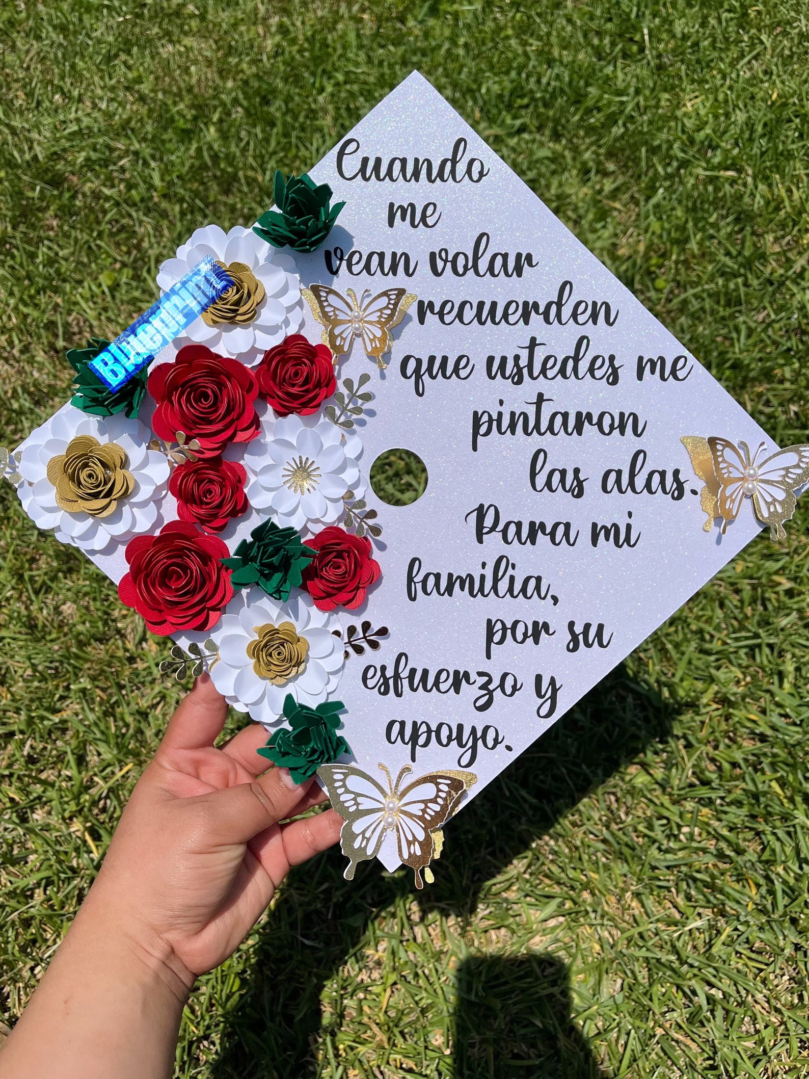 Red Flower Roses Graduation Topper White Background Grad Cap - Etsy