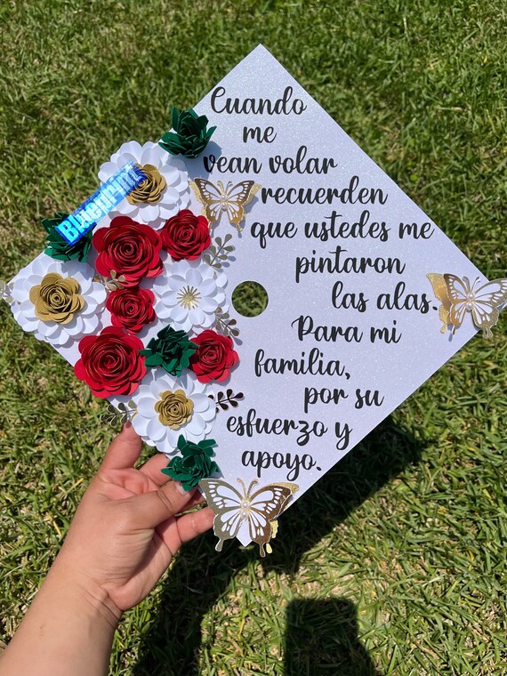 Red Flower Roses Graduation Topper White Background Grad Cap - Etsy