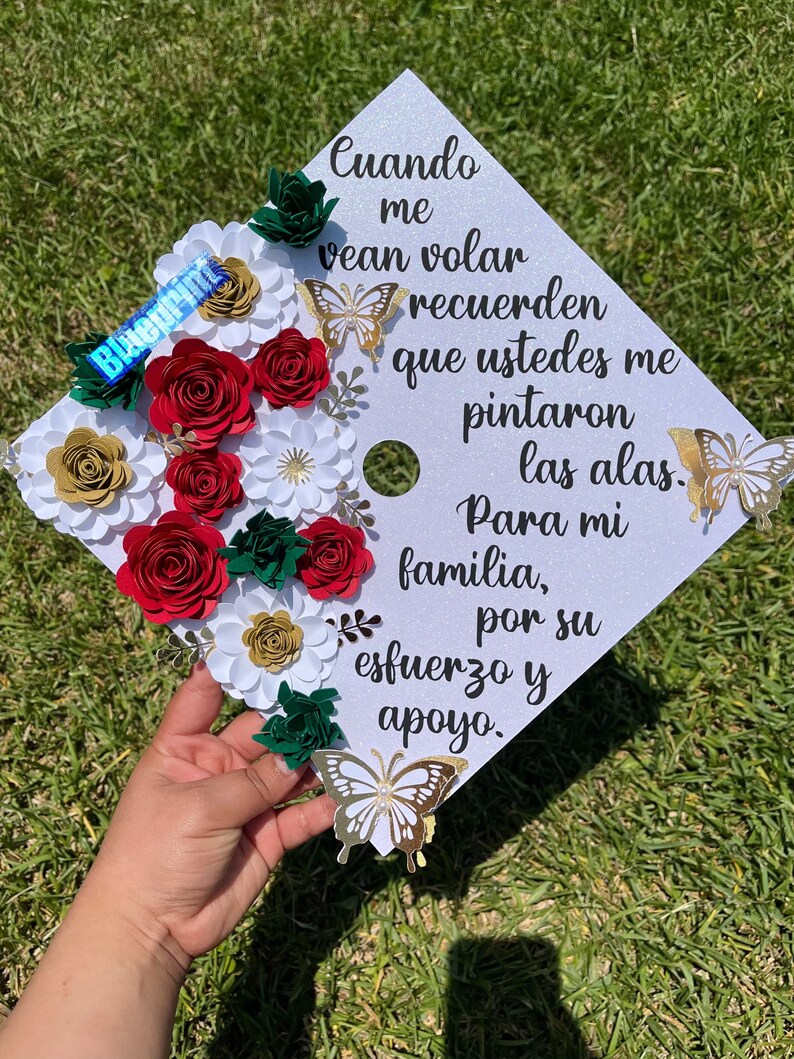 Red Flower Roses Graduation Topper White Background Grad Cap - Etsy