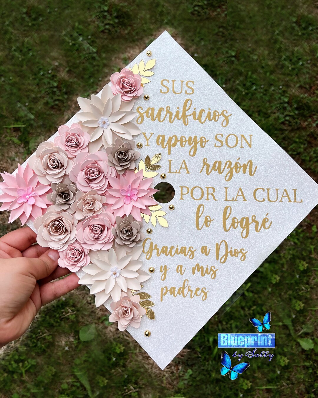 Graduation Flower Cap Topper, 1st Generation Graduate, Pink Graduation ...