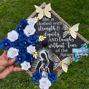 Royal Blue Virgin Mary Grad Cap, El Salvador Grad Cap, First Generation ...