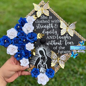 Royal Blue Virgin Mary Grad Cap, El Salvador Grad Cap, First Generation ...