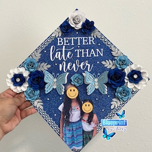 Blue Graduation Topper, Navy Blue Grad Cap, Silver Grad Cap, Royal Blue ...