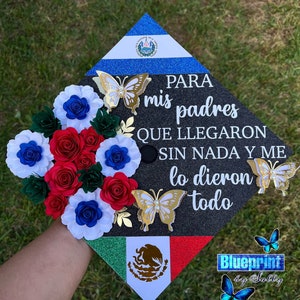 El Salvador and Mexico Grad Cap, First Generation Grad Cap, Custom Grad ...