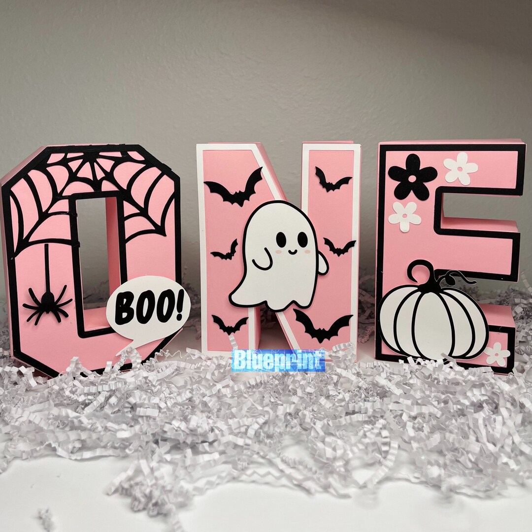 Spooky One 3D Letters, Spooky One Theme, Pink Halloween, Spooky One ...