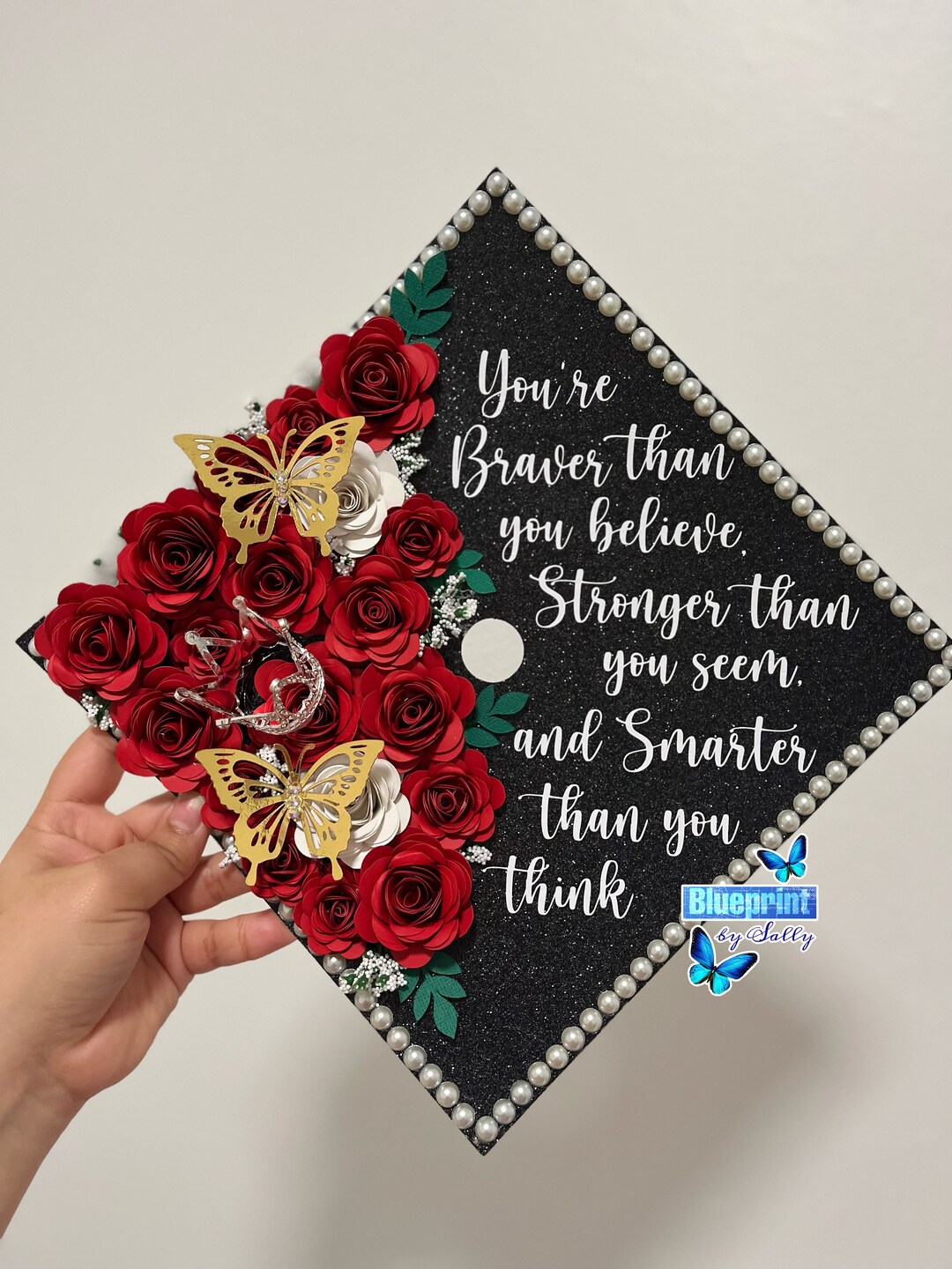 Crown Graduation Topper, Flower Graduation Cap, Brave Grad Cap, First ...