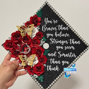 Crown Graduation Topper, Flower Graduation Cap, Brave Grad Cap, First ...