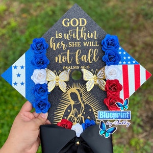 US Flag Grad Cap, First Generation Grad Cap, Custom Grad Topper, Flower ...