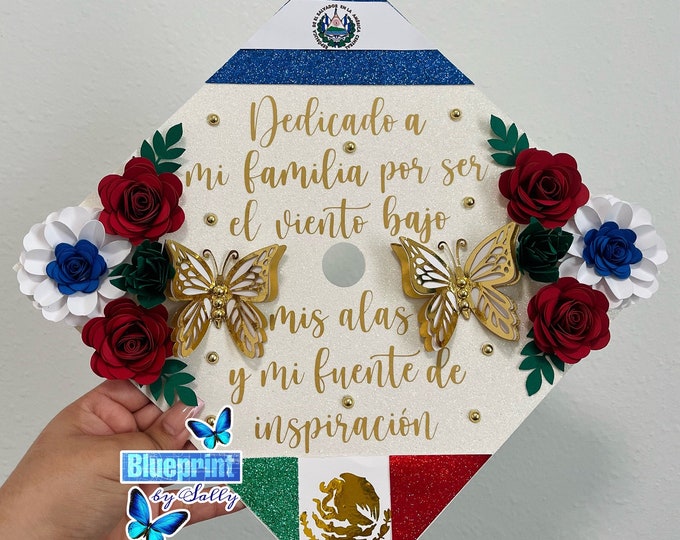 El Salvador and Mexico Grad Cap, First Generation Grad Cap, Custom Grad ...