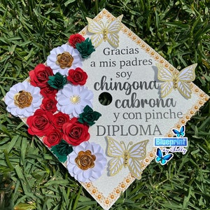 Mexico Gradcap, Red Graduation Cap, White Flower Grad Cap, Para Mis ...