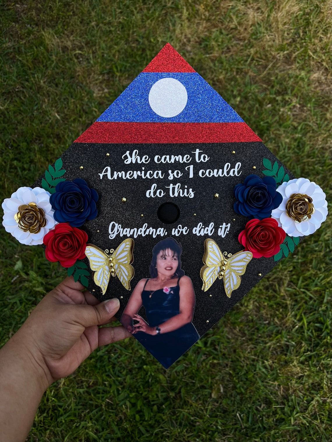 Laos Graduation Cap, Laos Custom Grad Cap, Family Grad Cap, First ...