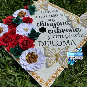 Mexico Gradcap, Red Graduation Cap, White Flower Grad Cap, Para Mis ...