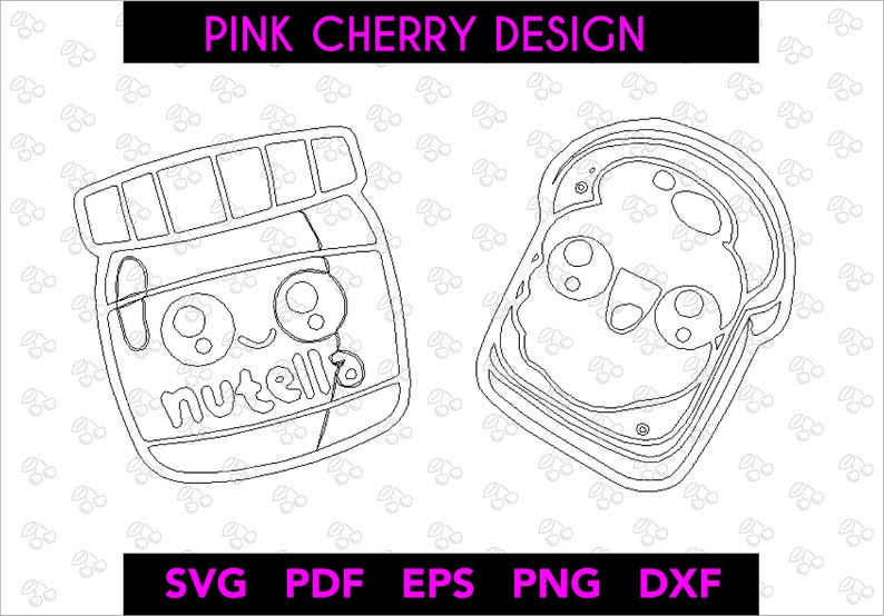 CUTE NUTELLA Jar and BREAD File Eps / Png / Svg / Pdf / Dxf, Digital ...