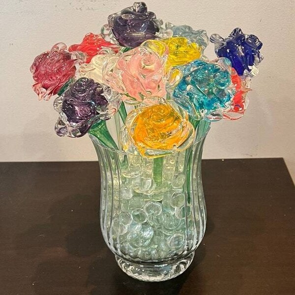 Glass Flowers Long Stem - Etsy