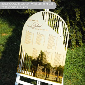 Wedding Seating Chart, Gold Mirror Seating Chart, Large Table Seating ...