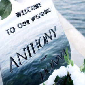 Silver Mirror Wedding Welcome Sign: Asymmetrical Acrylic 3D Decor - Etsy