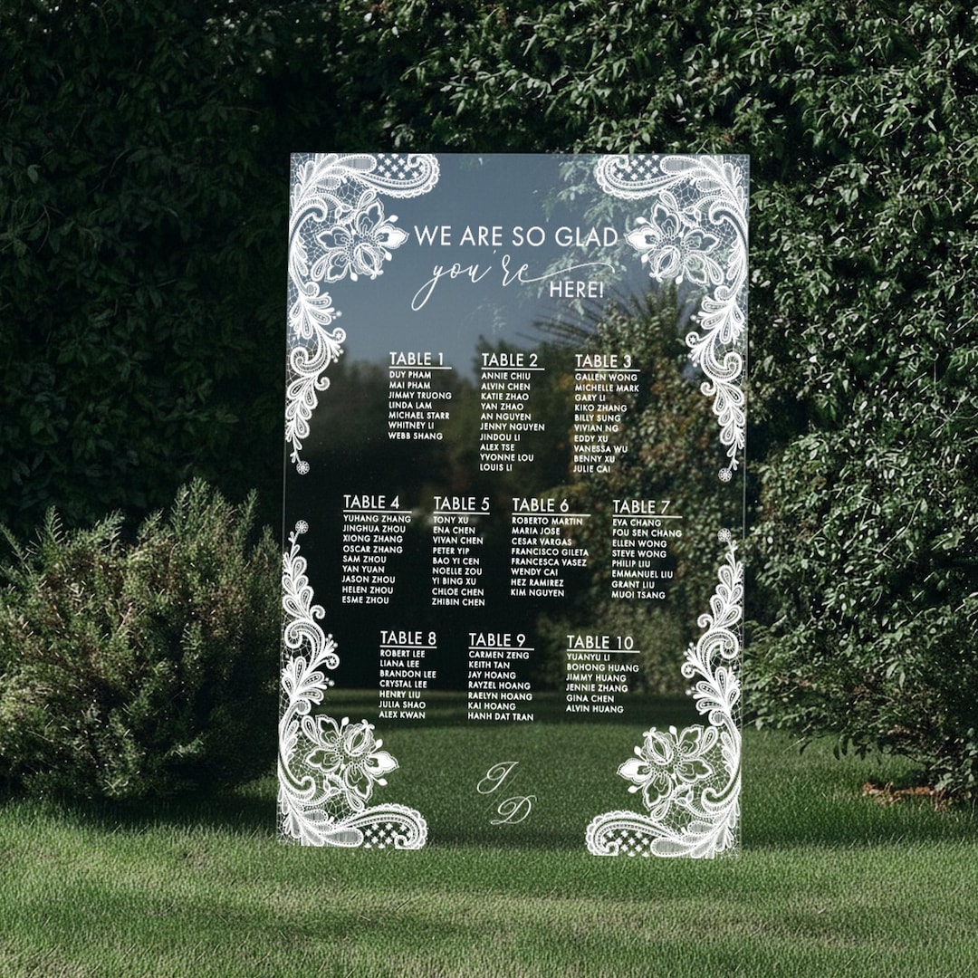 Custom Acrylic Wedding Seating Chart Sign: Rehearsal Dinner Table Plan ...