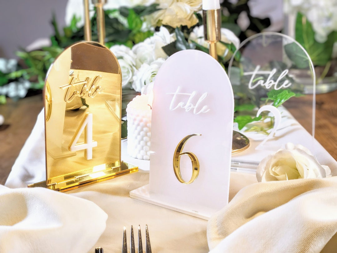 Gold Table Numbers, Wedding Table Number, Acrylic Wedding Table Decor ...