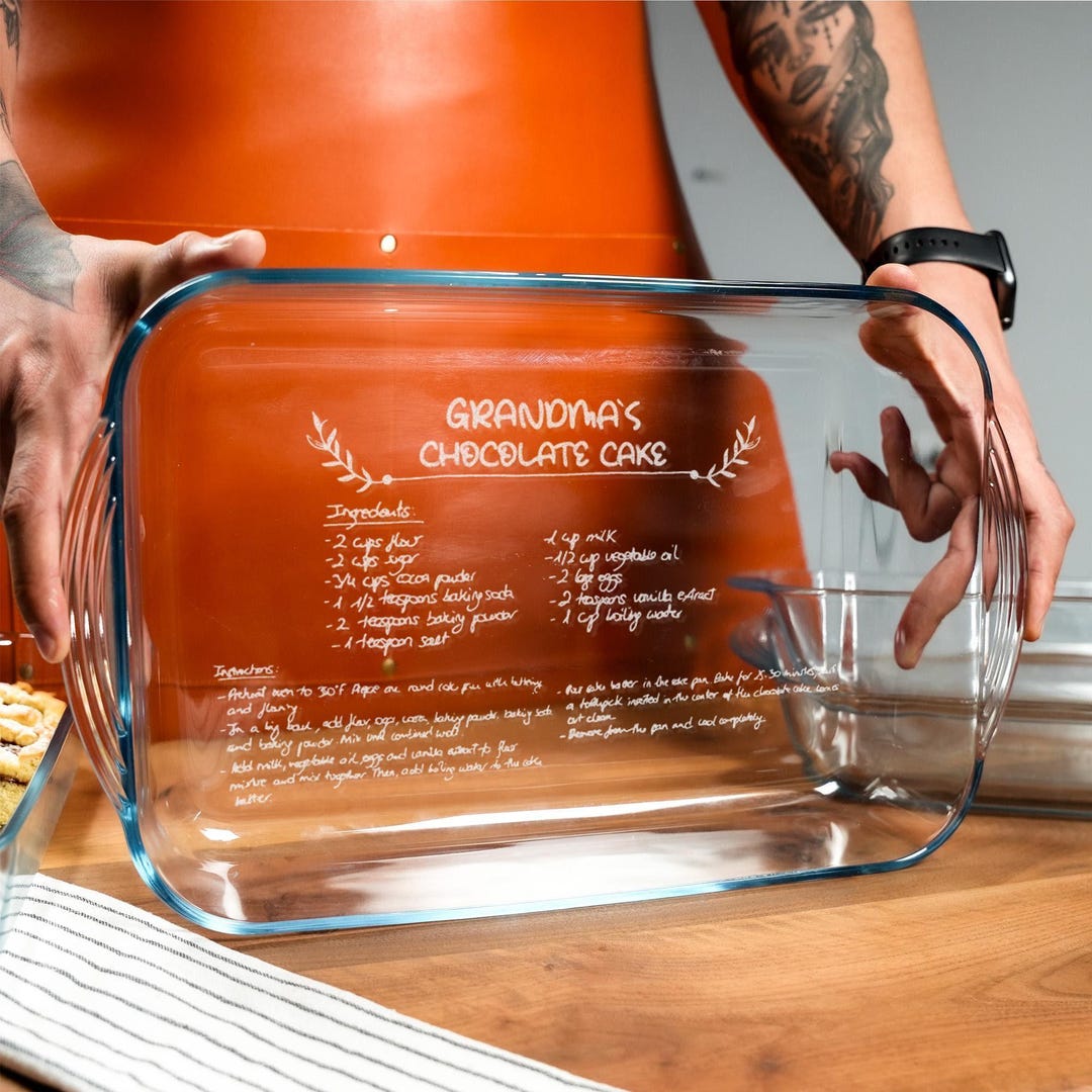 Personalized Handwritten Recipe Casserole Dish, Engraved Recipe Baking ...